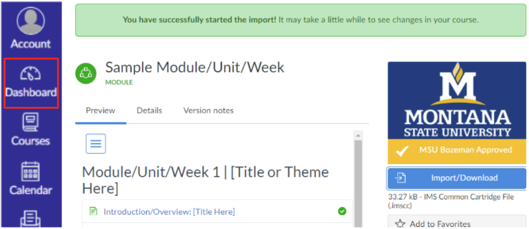 MSU Resources in Canvas Commons - Canvas | Montana State University